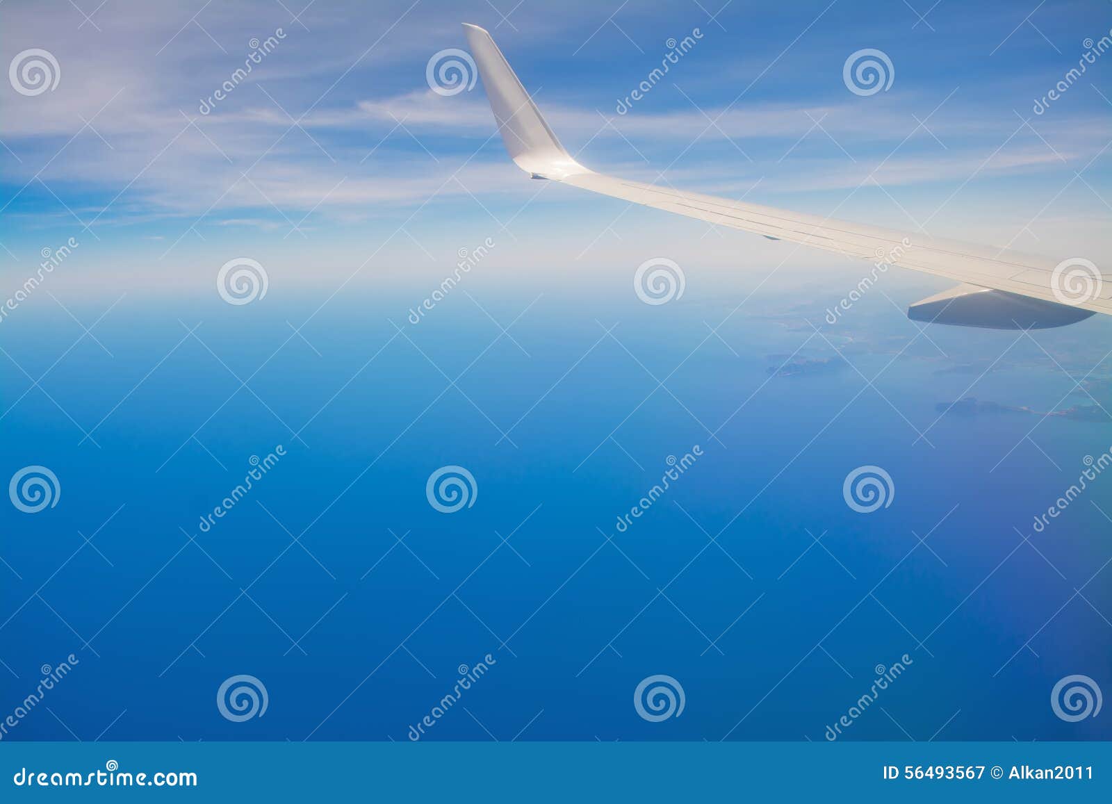 White Airplane Wing in the Blue Sky Stock Image - Image of holiday ...