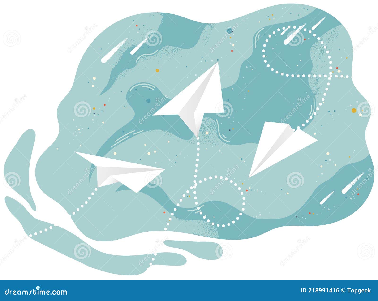 White Airplanes On Pattern Layout. Seamless Mockup Of With Paper Planes ...