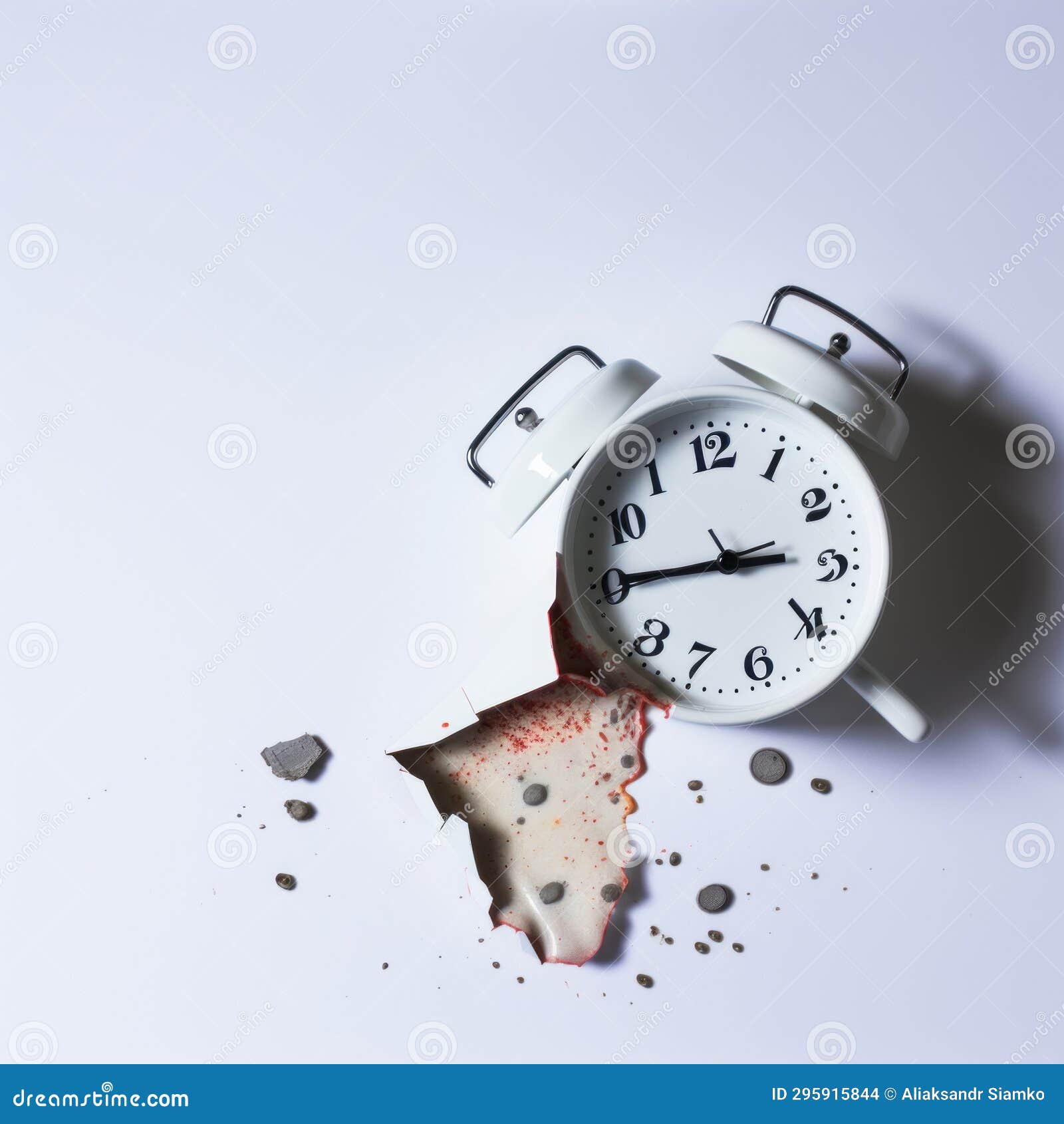 A White Alarm Clock with a Broken Surface Stock Illustration ...