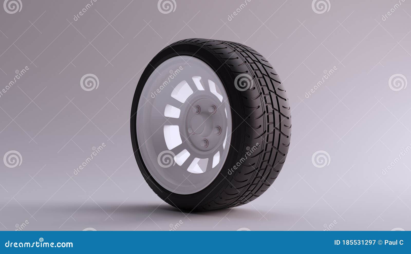 White Alloy Rim Wheel with a Complex Multi Spoke Design with Racing ...