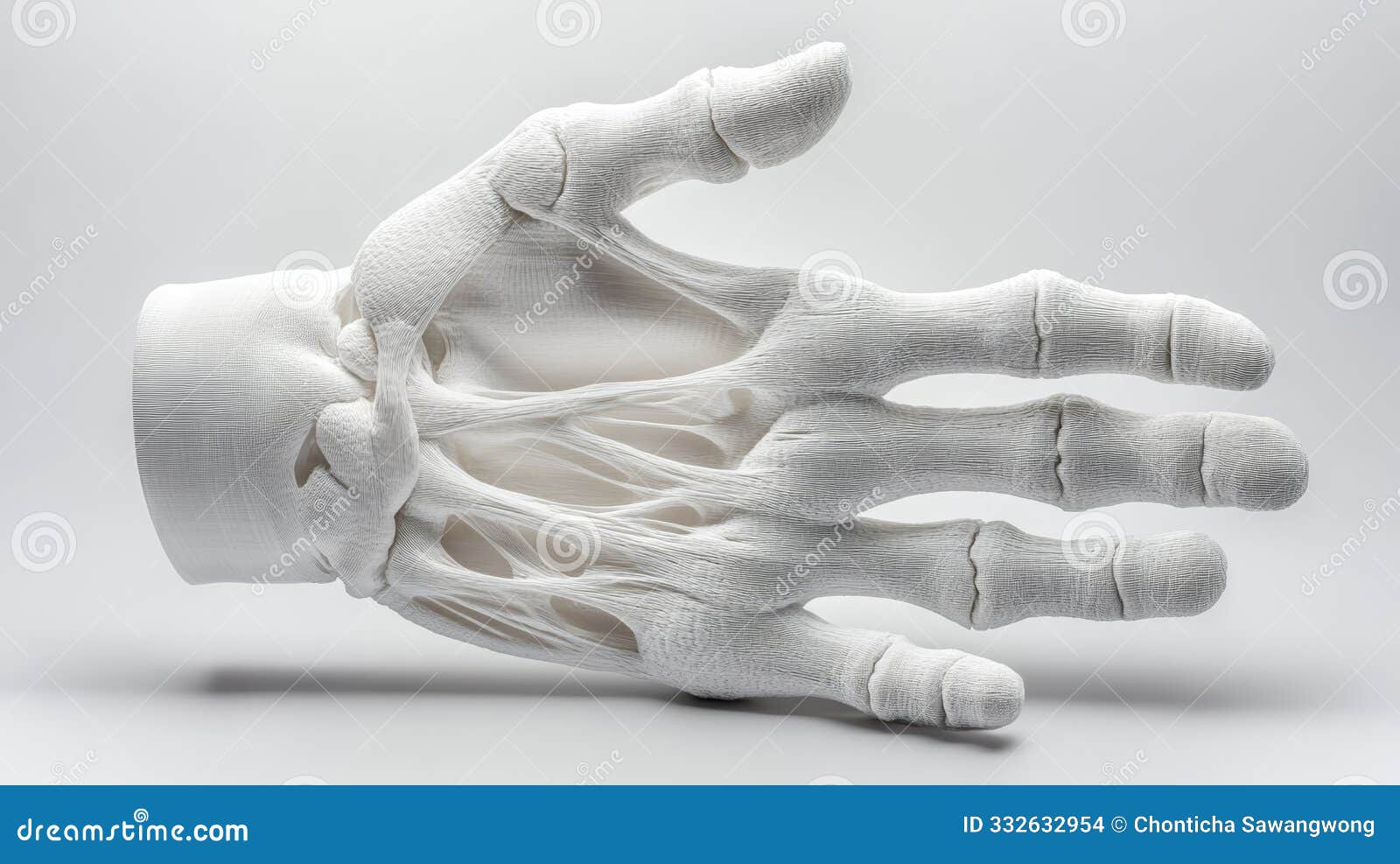 A White, Anatomical Model of a Human Hand with Visible Bones and ...