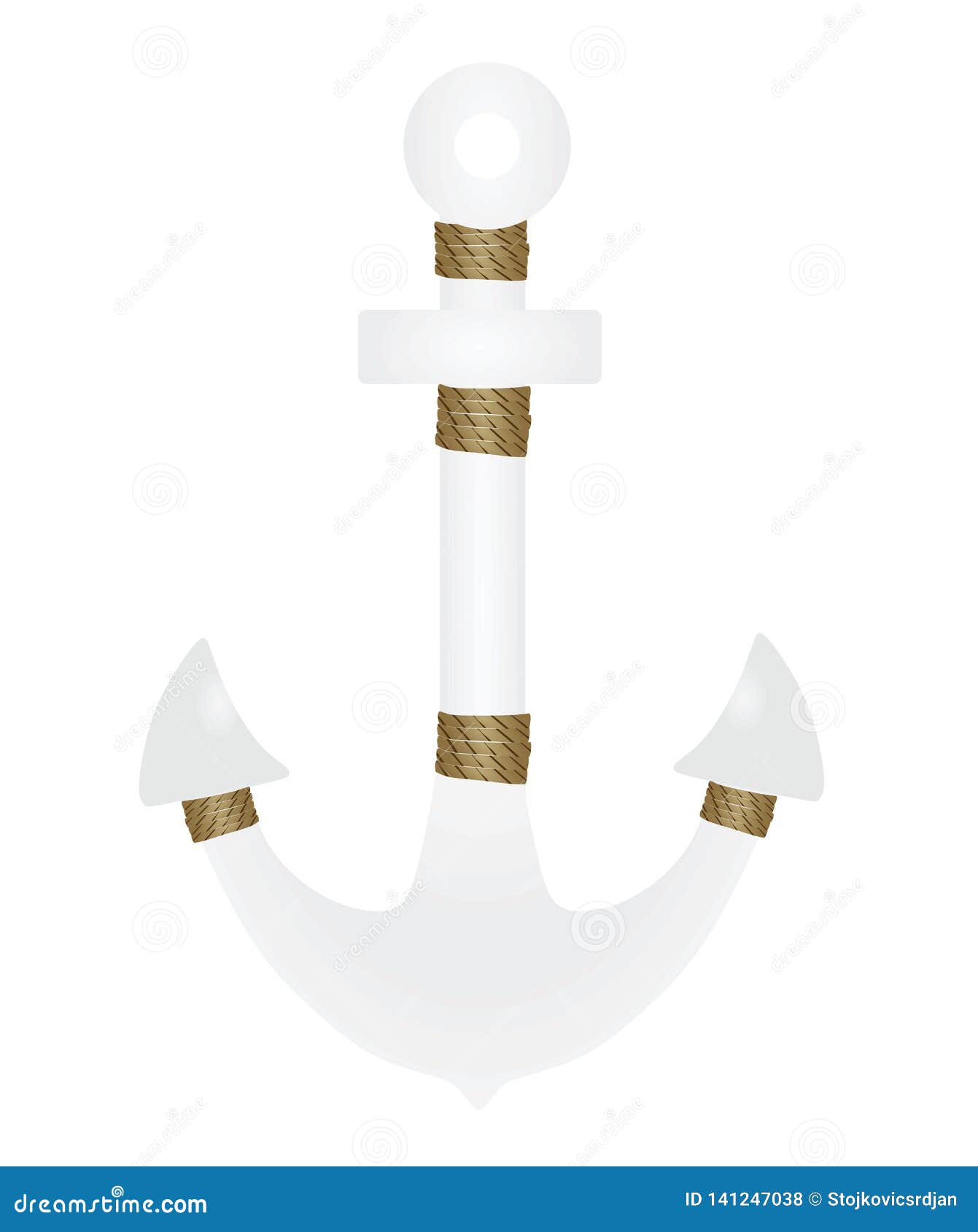 White anchor, front view stock vector. Illustration of decoration ...