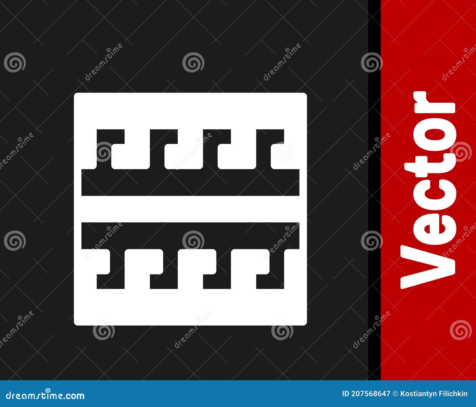 White Ancient Greek Pattern Icon Isolated on Black Background. Vector ...