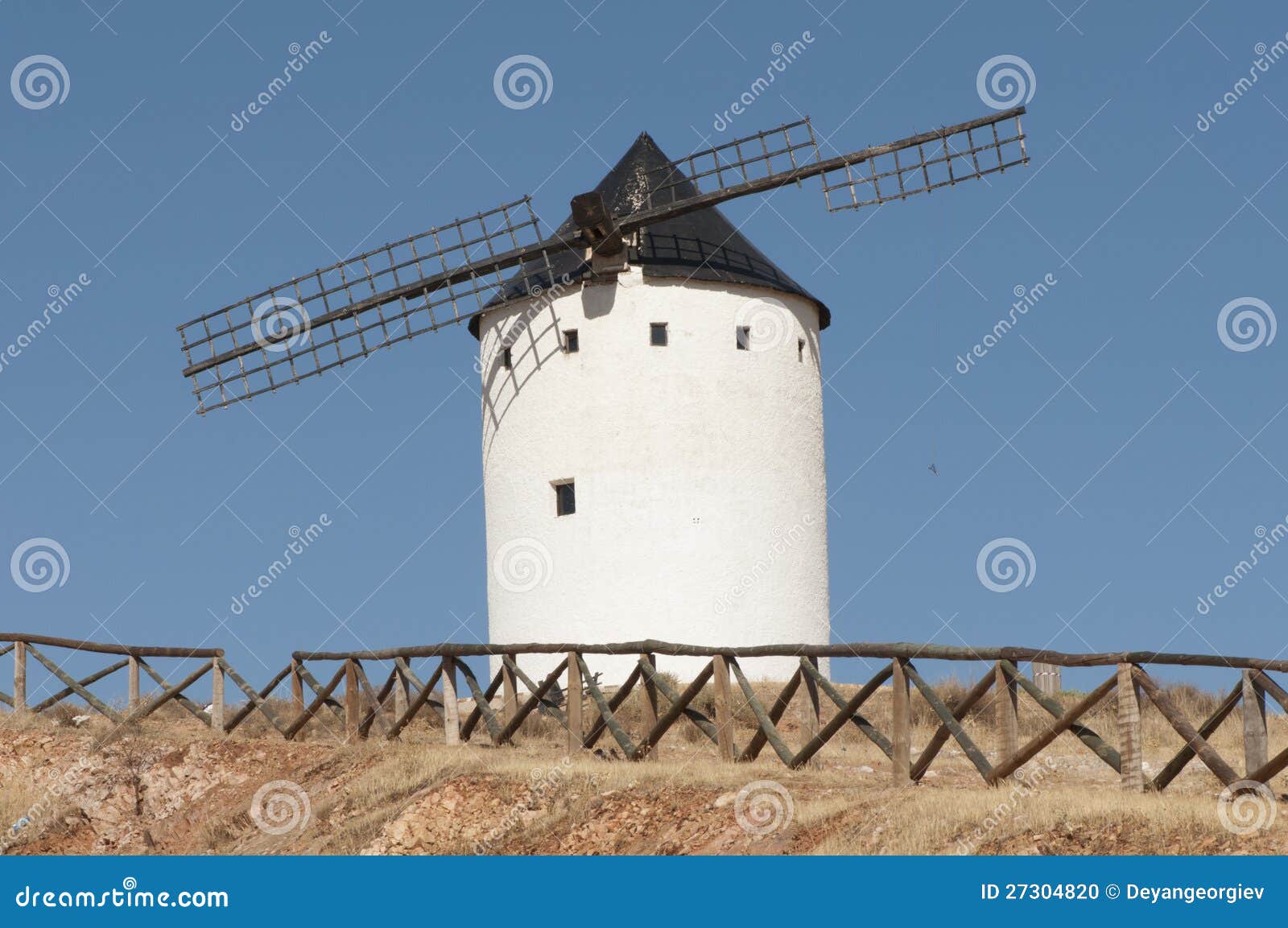 White ancient windmill stock photo. Image of mountain - 27304820