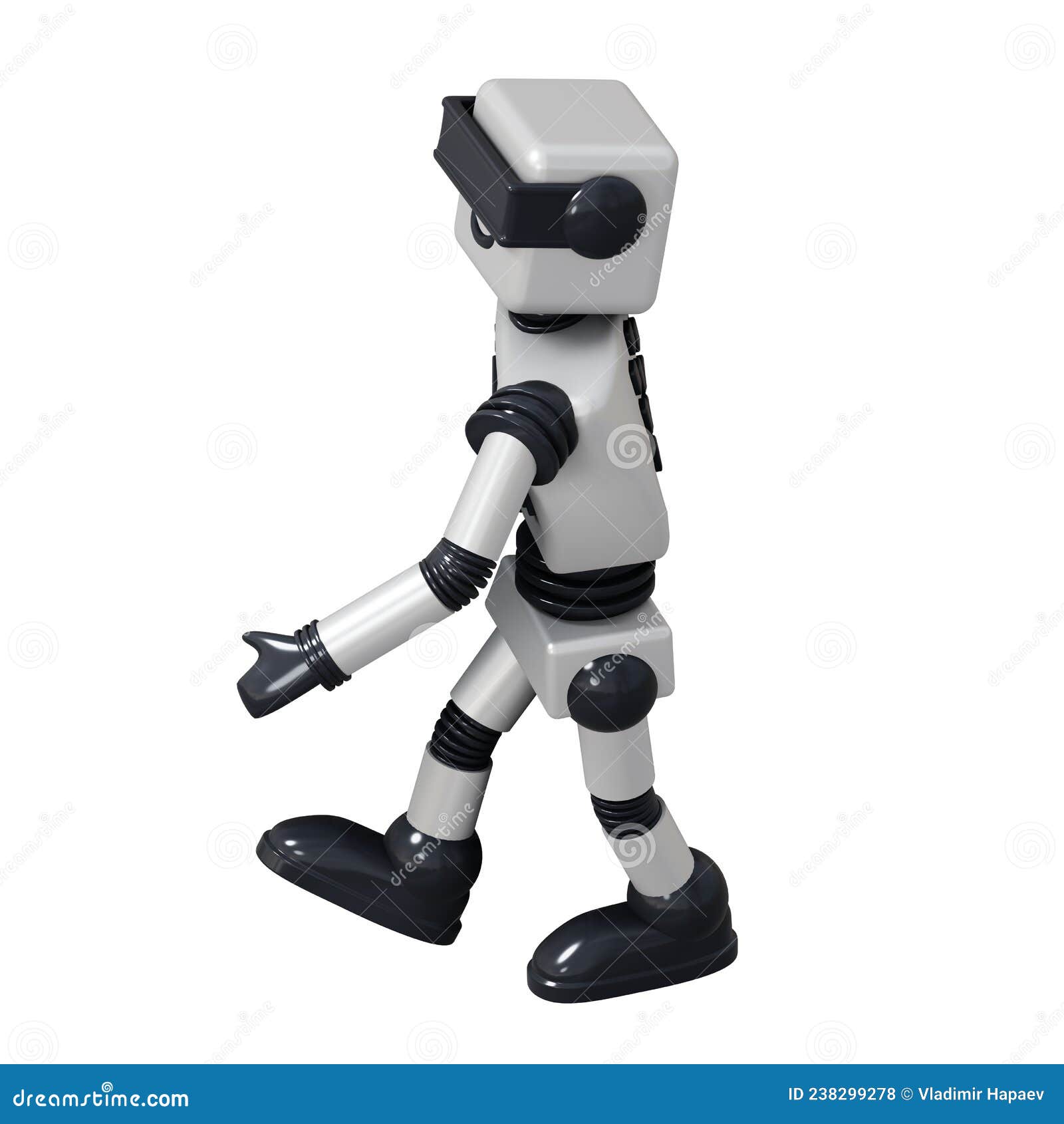 White Android Robot Isolated on White Background. 3D Rendering. Stock ...