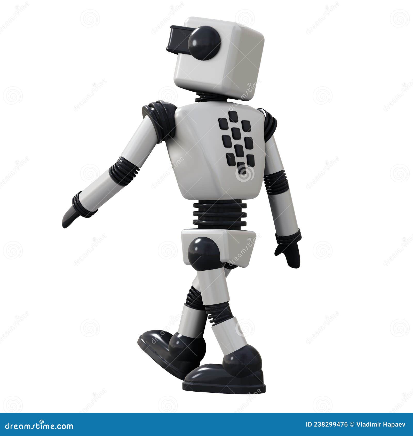 White Android Robot Isolated on White Background. 3D Rendering. Stock ...