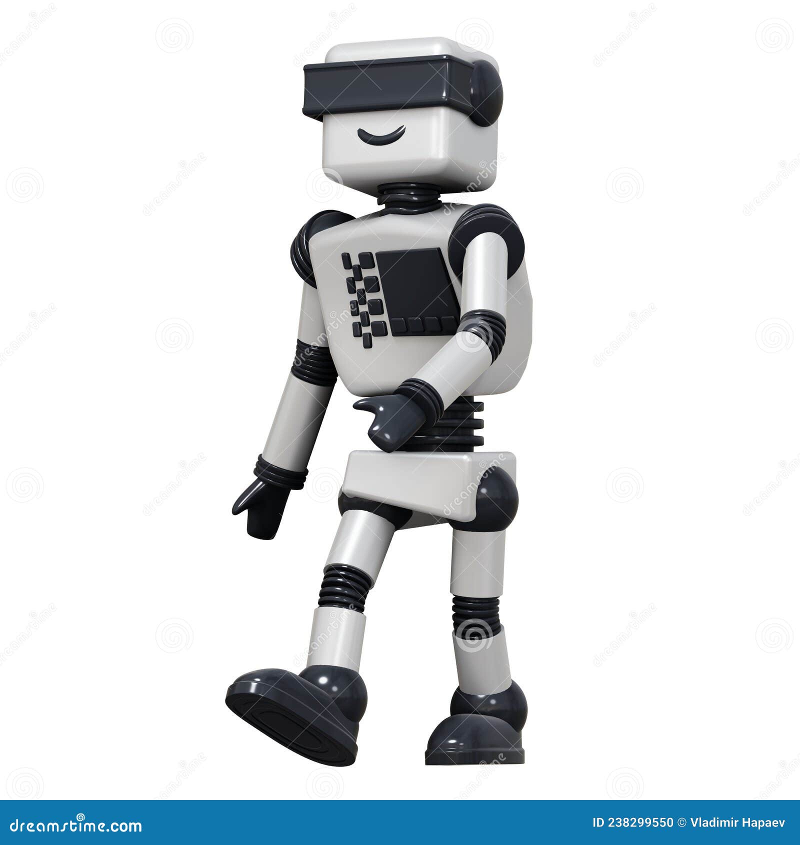 White Android Robot Isolated on White Background. 3D Rendering. Stock ...