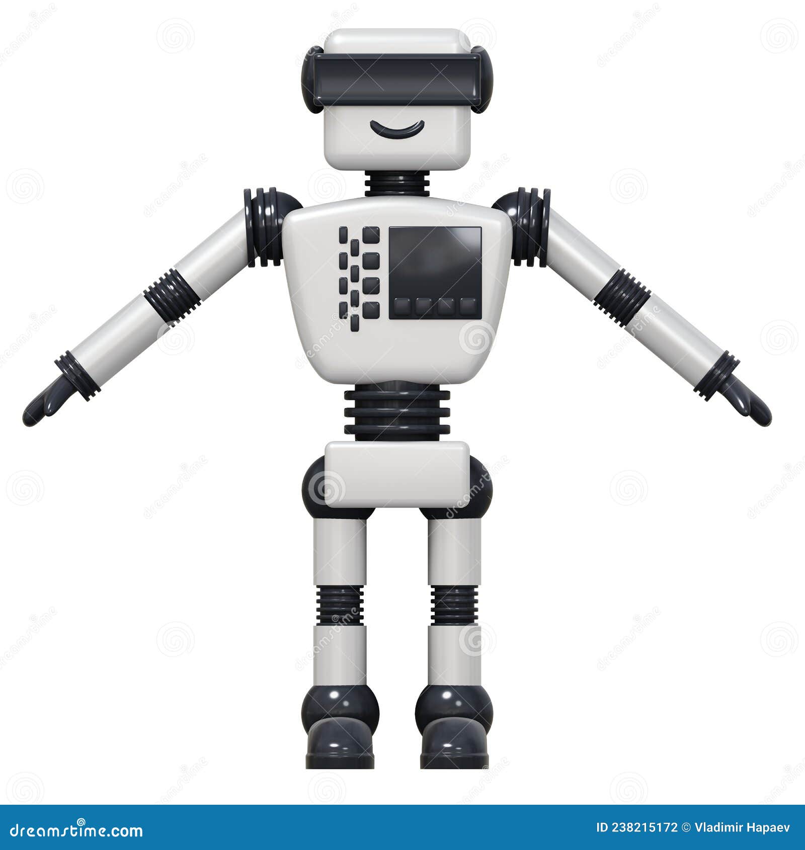 White Android Robot Isolated on White Background. 3D Rendering. Stock ...