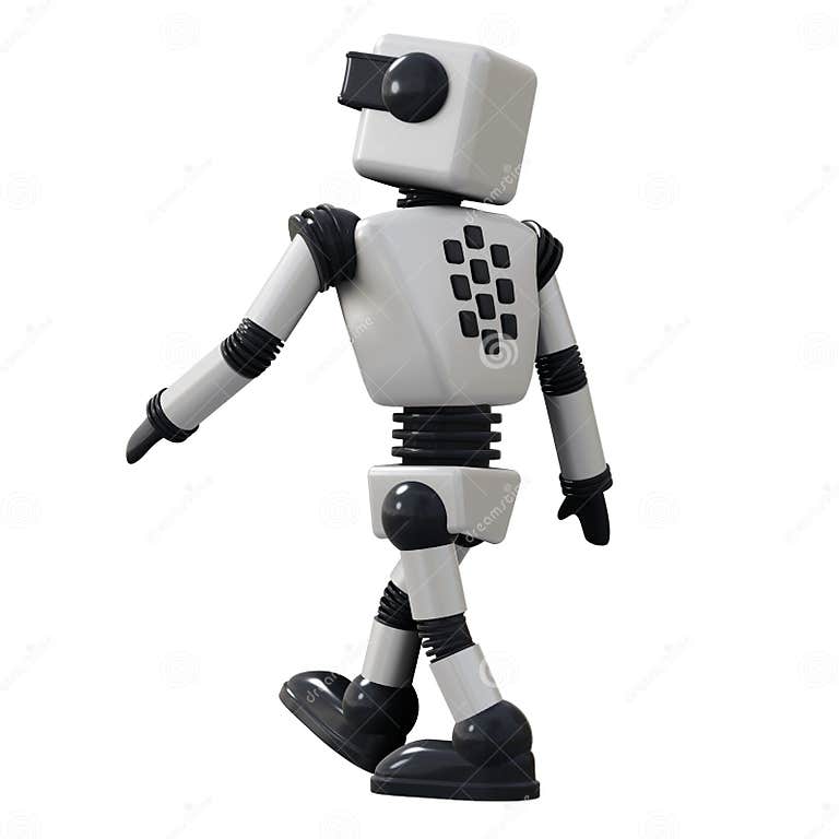 White Android Robot Isolated on White Background. 3D Rendering. Stock ...