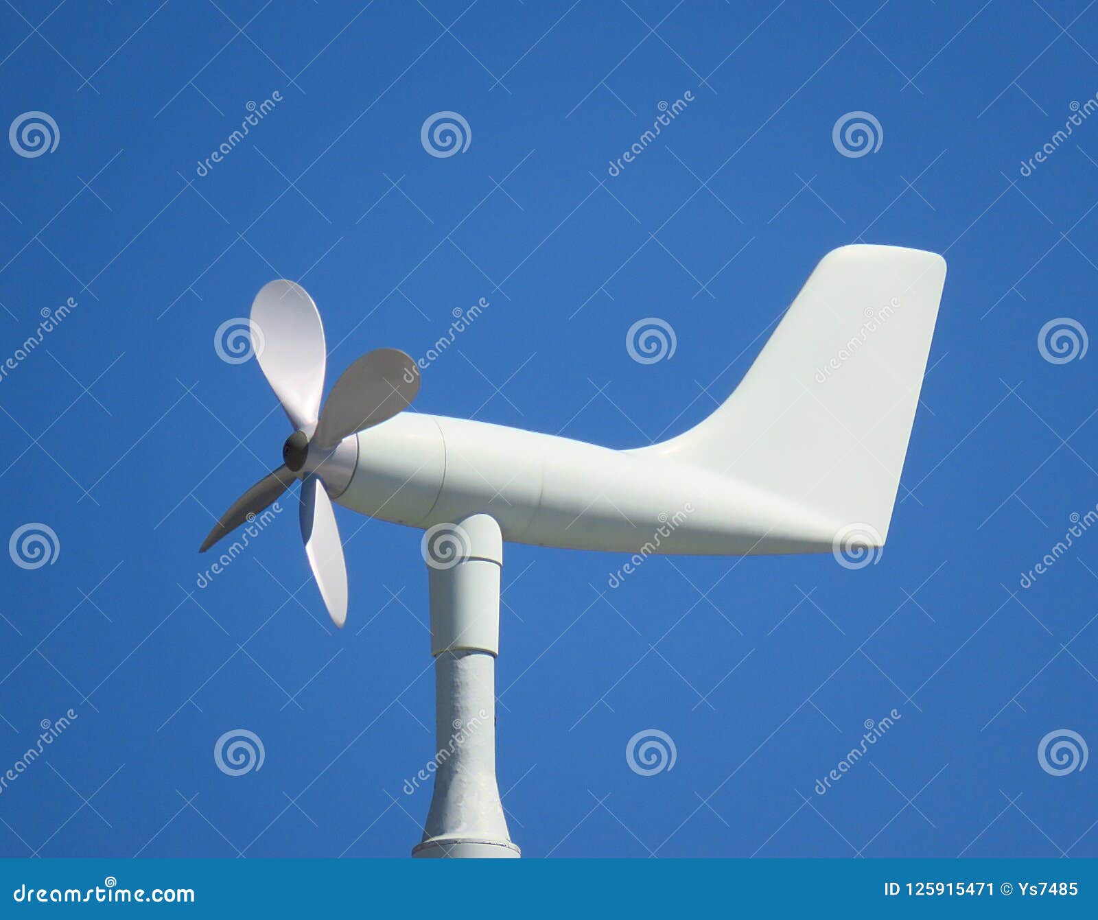White Anemometer Wind Vane on Blue Sky Background Stock Image - Image ...