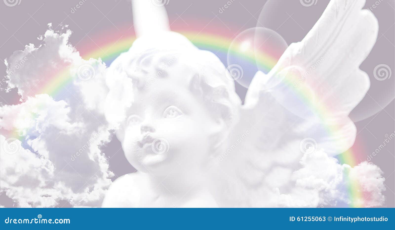 White Angel on the Sky with Rainbow Stock Image - Image of header ...