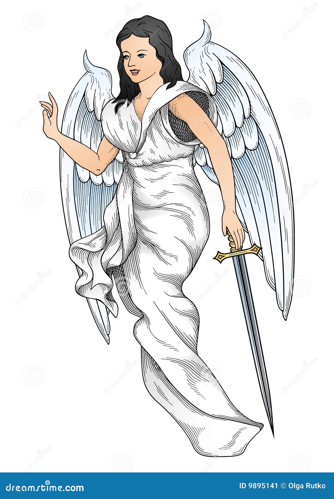 White Angel vector stock vector. Illustration of gold - 9895141