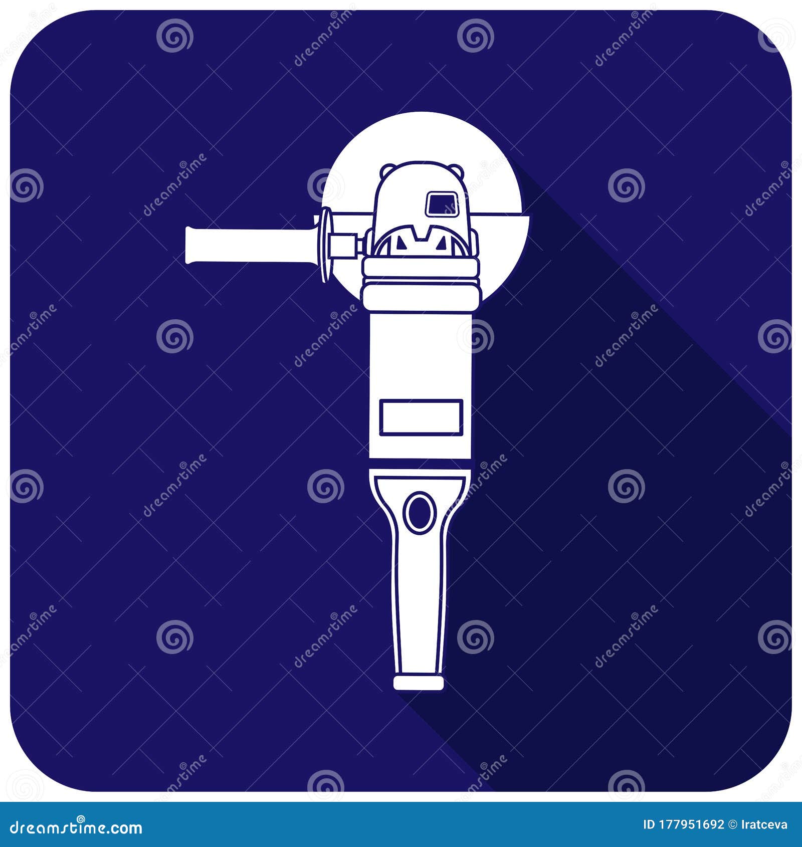 White Angle Grinder Icon on a Blue Background Stock Vector ...
