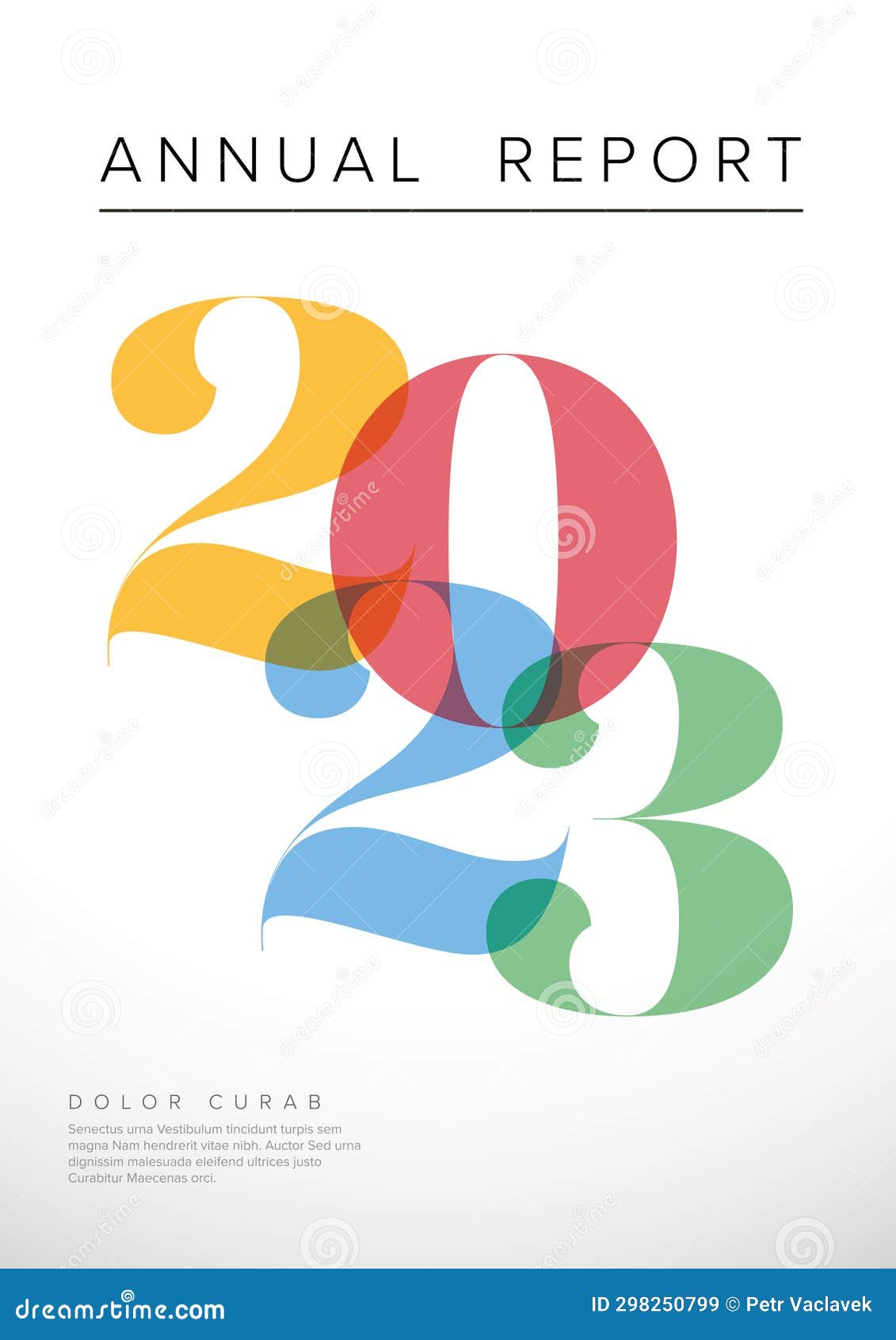 White Annual Report Front Cover Page Template with Big Color Year ...