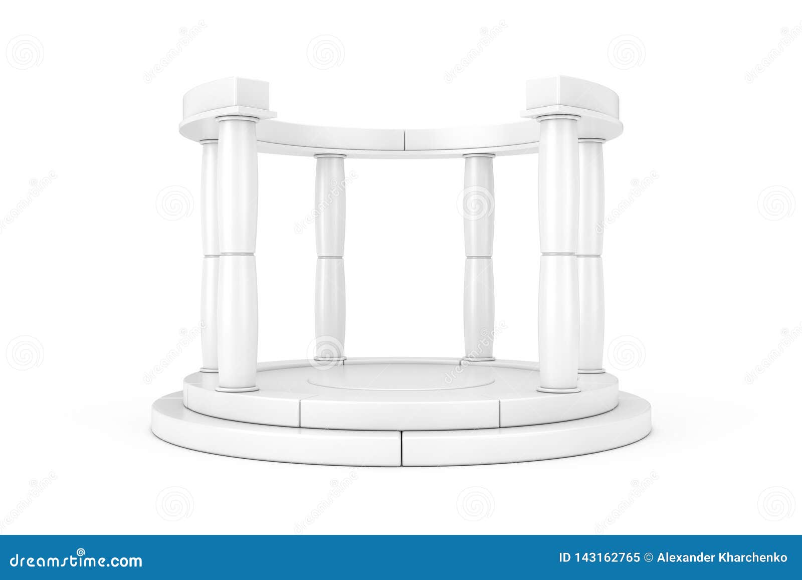 White Antique Podium with Columns in Clay Style. 3d Rendering Stock ...