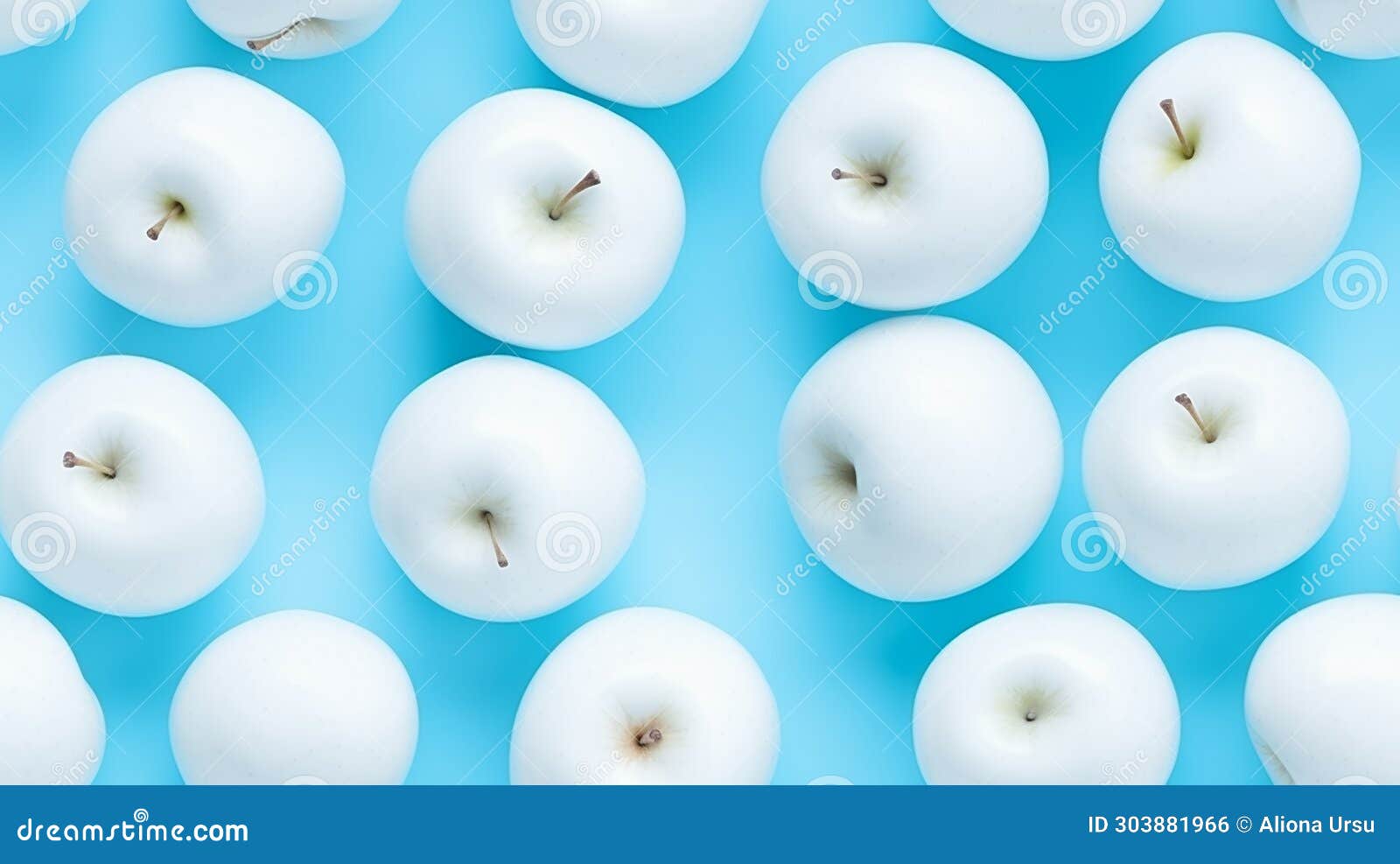 White Apples on Blue Background. Seamless Pattern Stock Illustration ...