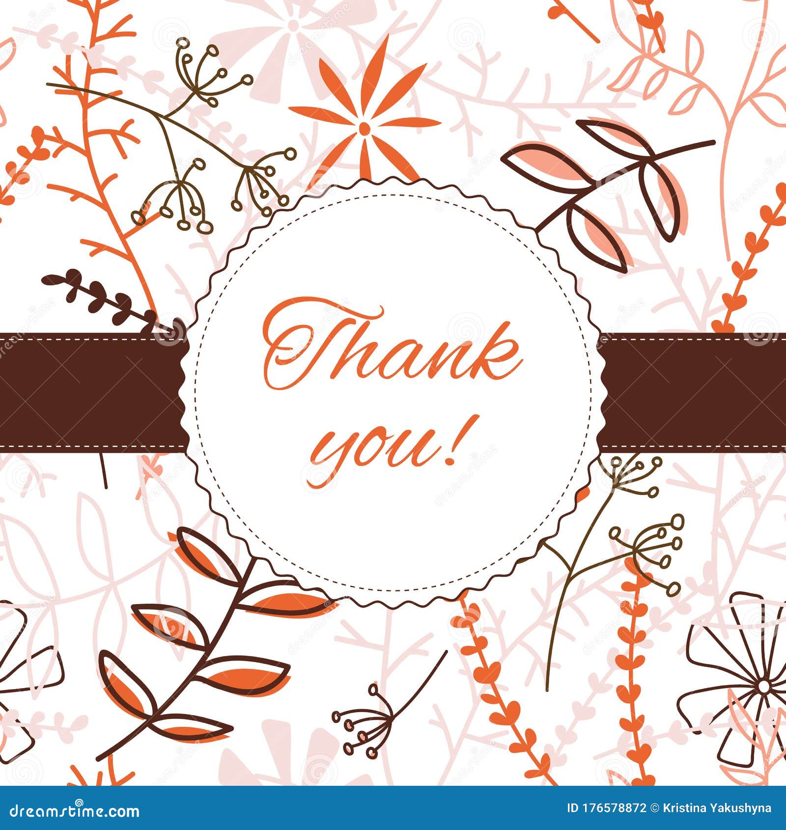 White Appreciation Card with a Orange Pattern. Thank You Card Stock ...