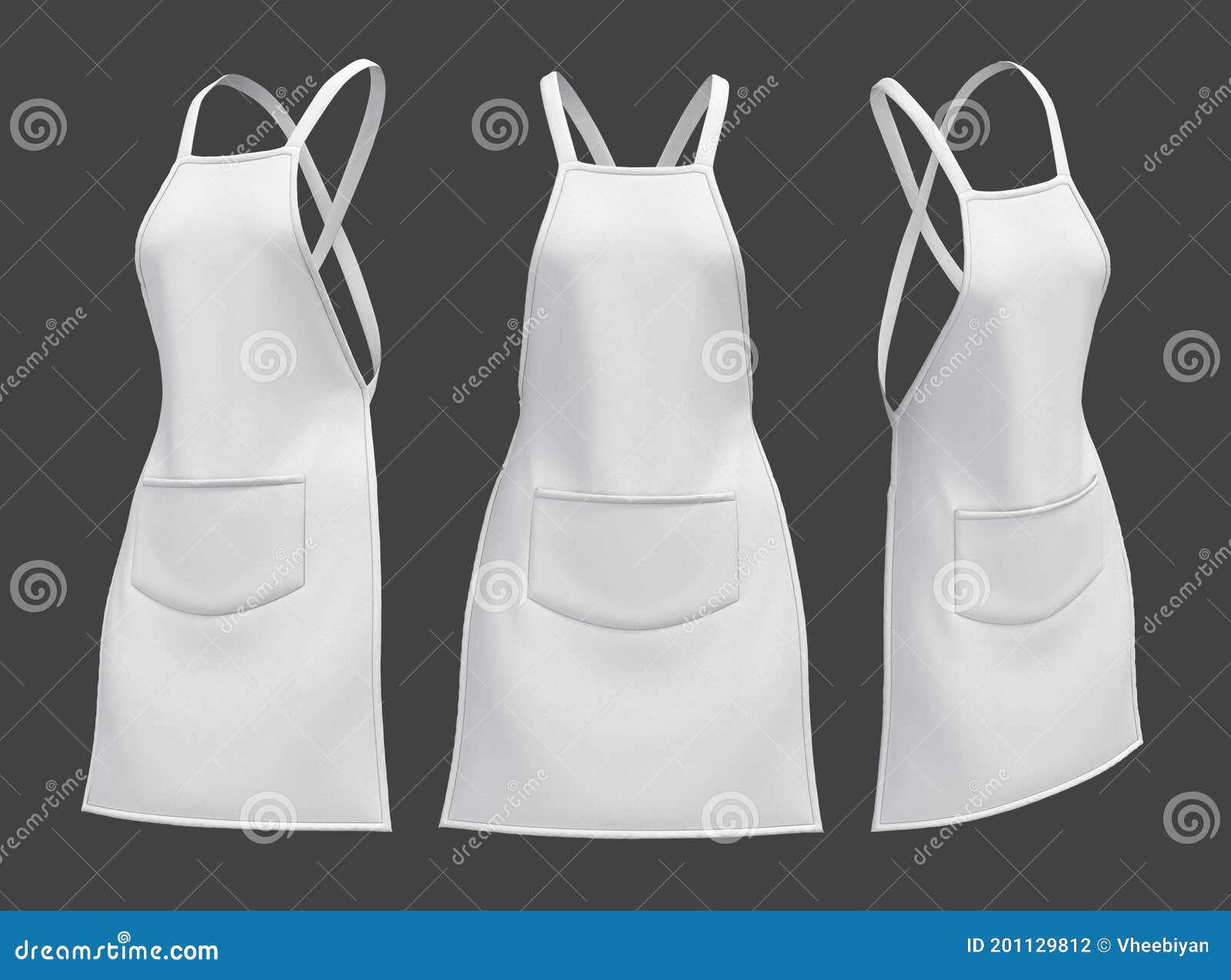 White Aprons Mockup in Front and Side Views Stock Illustration ...