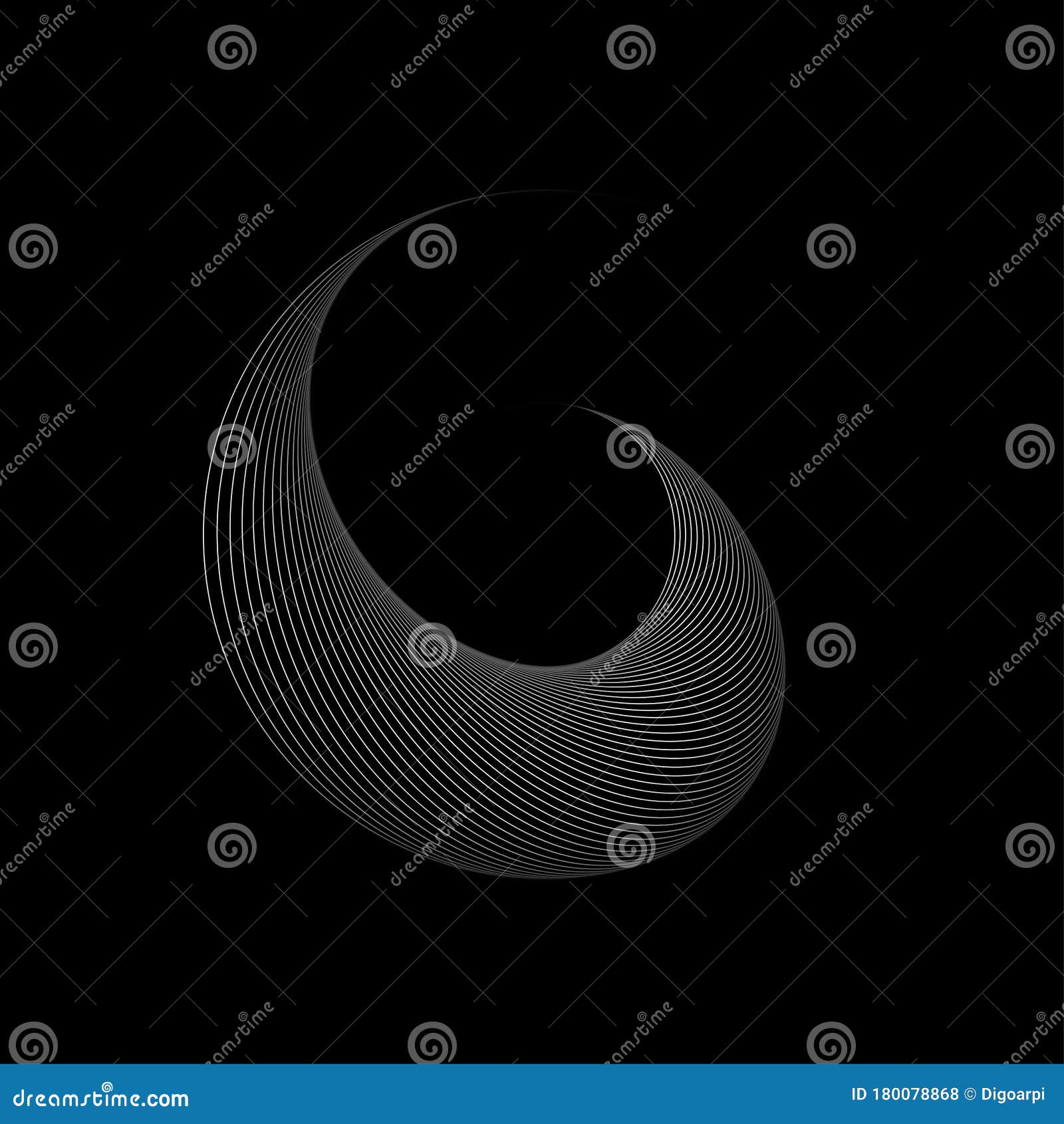 White Arc, Dynamic Shape on Black Background Stock Vector ...