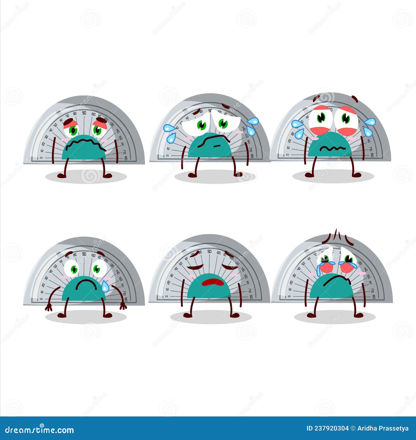 White Arc Ruler Cartoon Character with Sad Expression Stock Vector ...