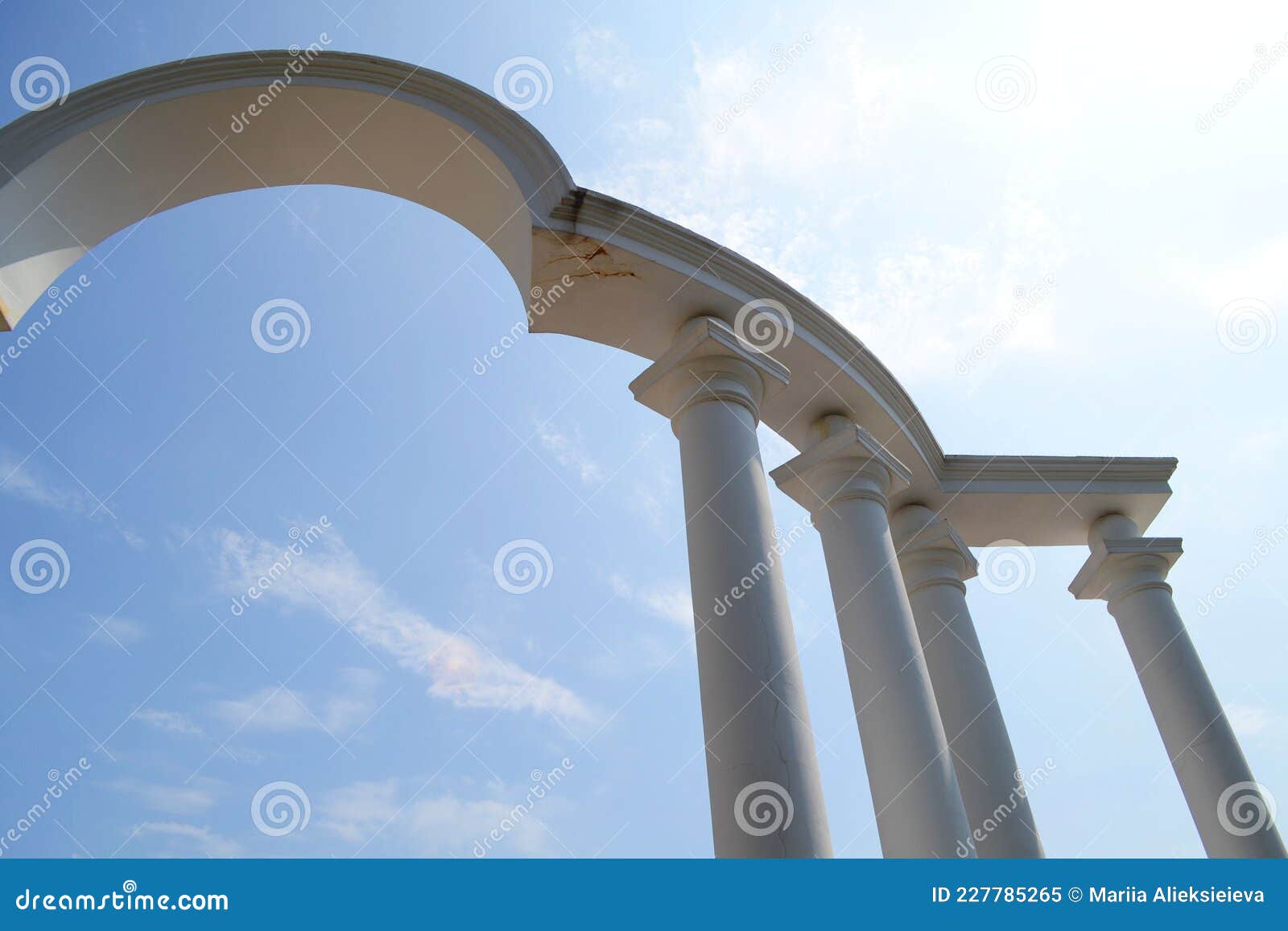 White Arch Against the Blue Sky, Light Architectural Structure. Stock ...