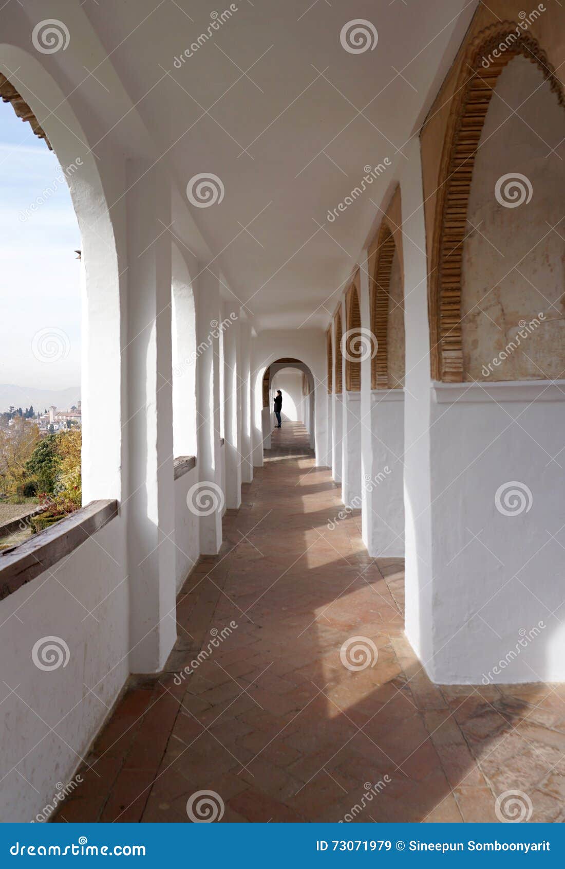White arch corridor stock image. Image of exterior, shadow - 73071979