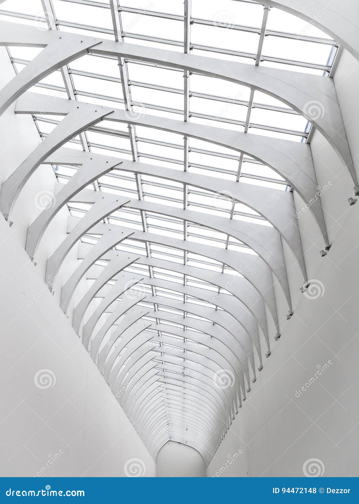 White Arch of Steel and Glass, View Far Perspective. Stock Photo ...