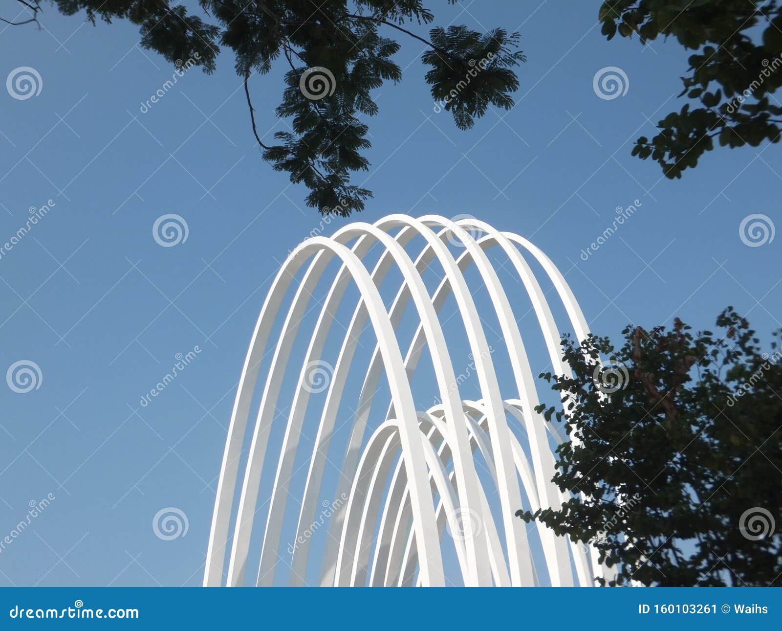 The White Arched Building Frame Landscape Stock Image - Image of ...