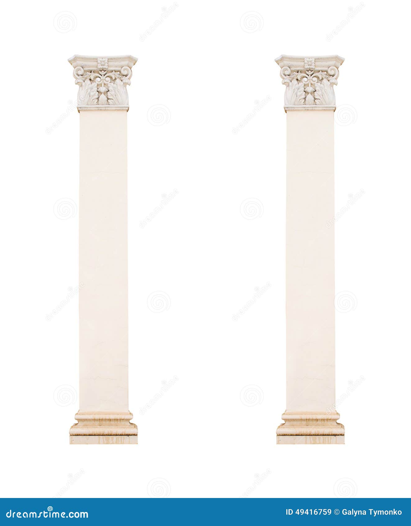White Architectural Columns Isolated on White Background Stock Image ...