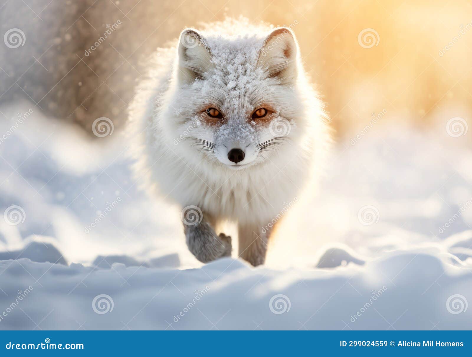 White Arctic Fox Walking in the Snow. AI Generated Stock Illustration ...