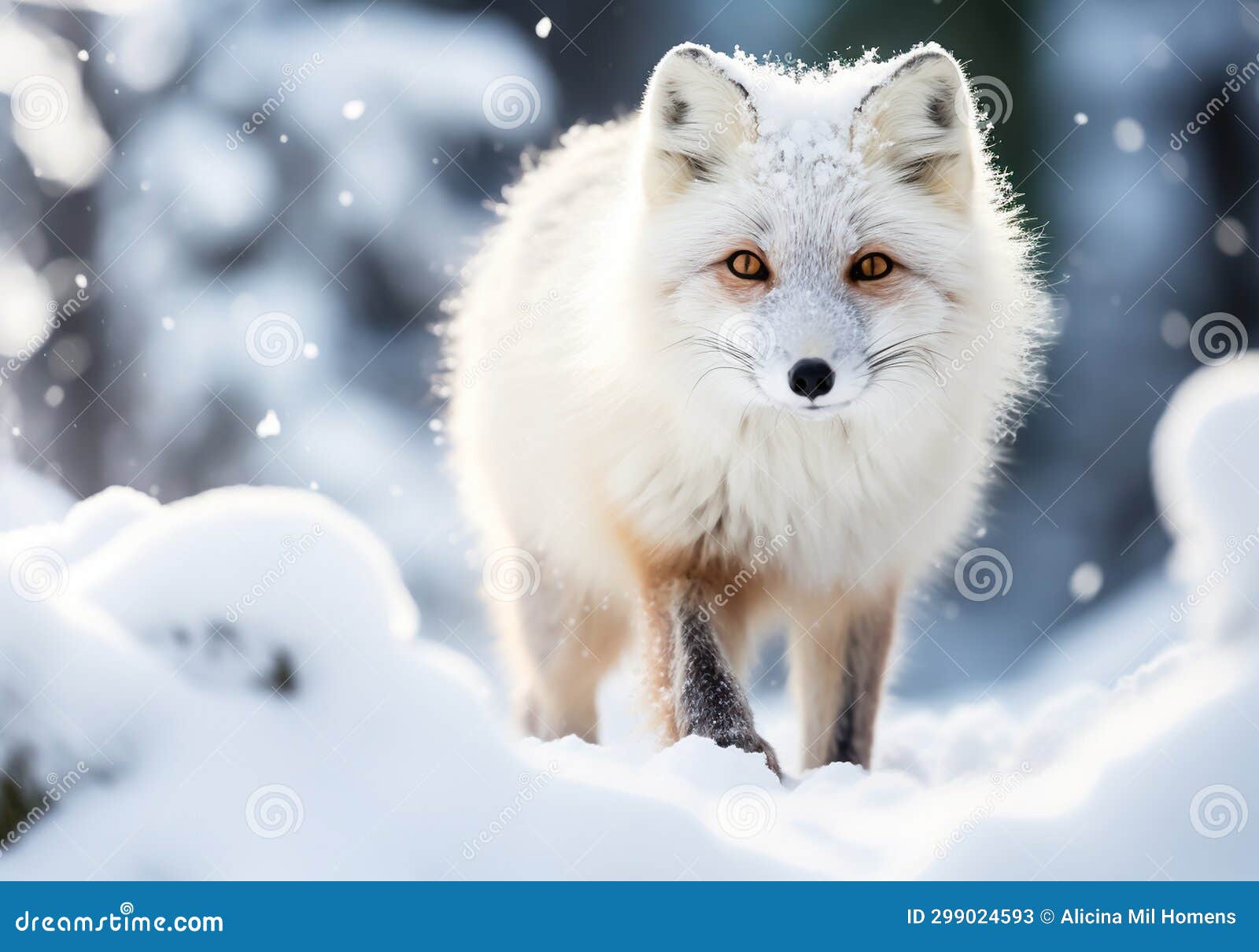 White Arctic Fox Walking in the Snow. AI Generated Stock Illustration ...
