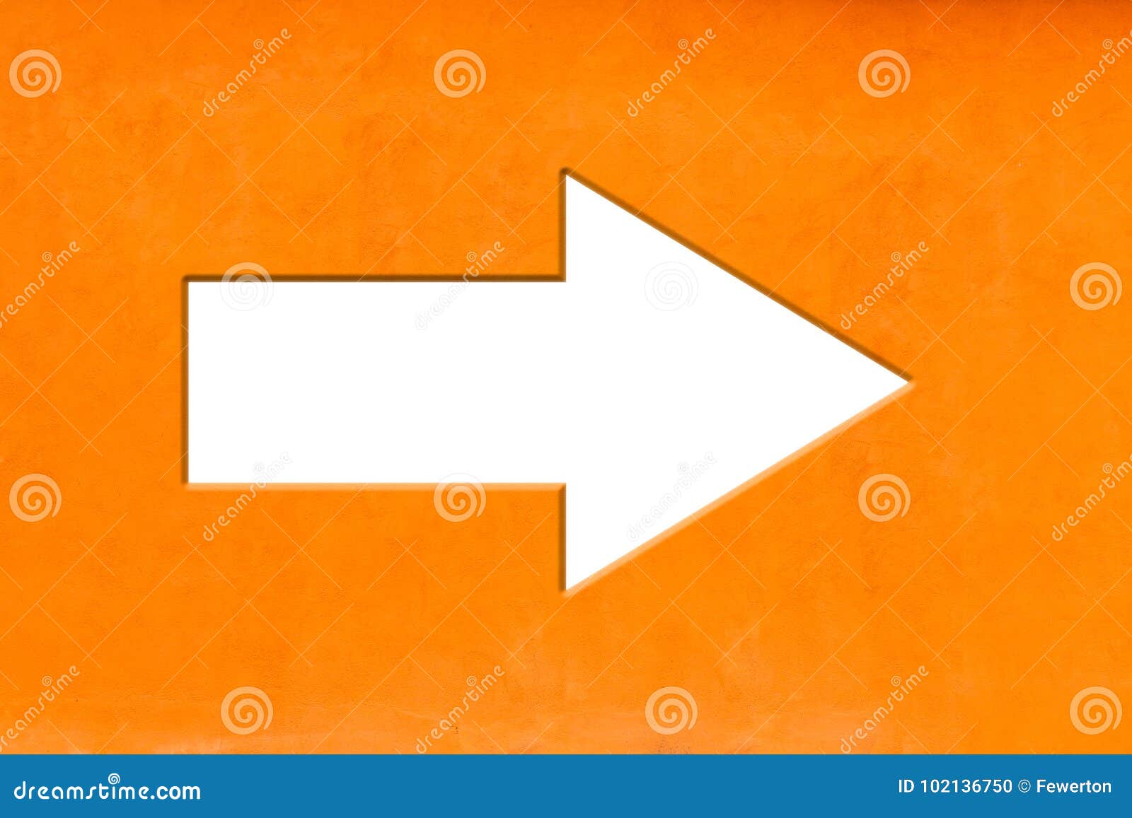 White Arrow Carved on Vivid Bright Orange Color Background Stock ...