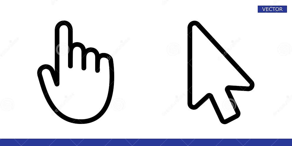 White Arrow and Finger Hand Cursor Pointer with Rounded Angles Icons ...