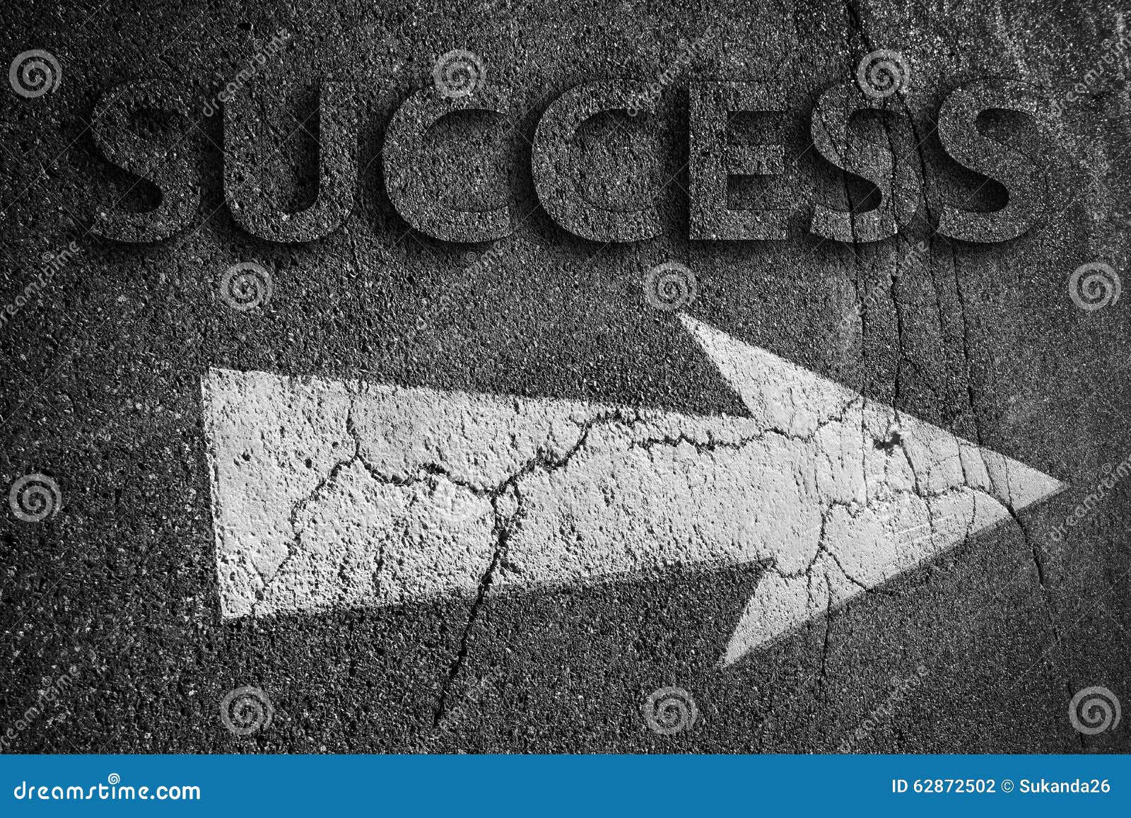 White Arrow Go Right with Success Word Sign Stock Photo - Image of road ...