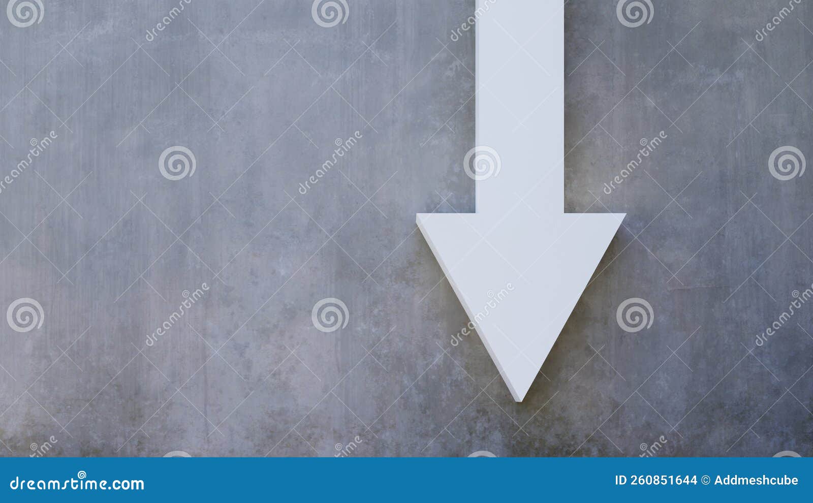 White Arrow Going Down, 3d Rendering Stock Illustration - Illustration ...