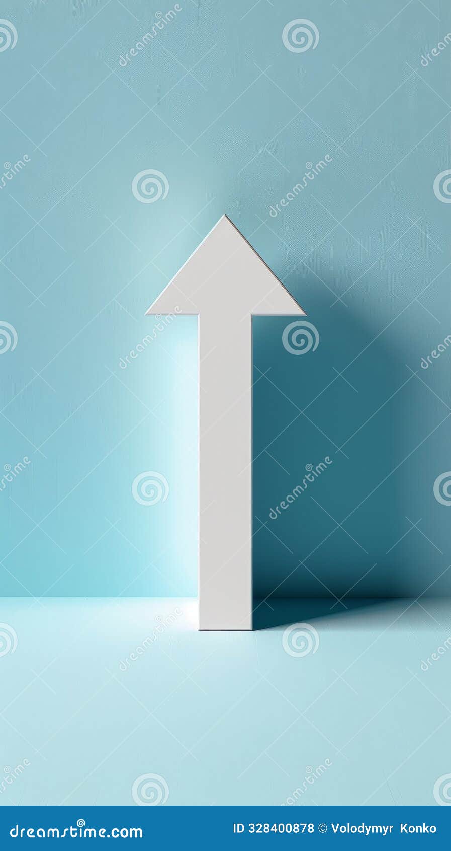 White Arrow Pointing Upwards on a Blue Background, Minimalistic Concept ...