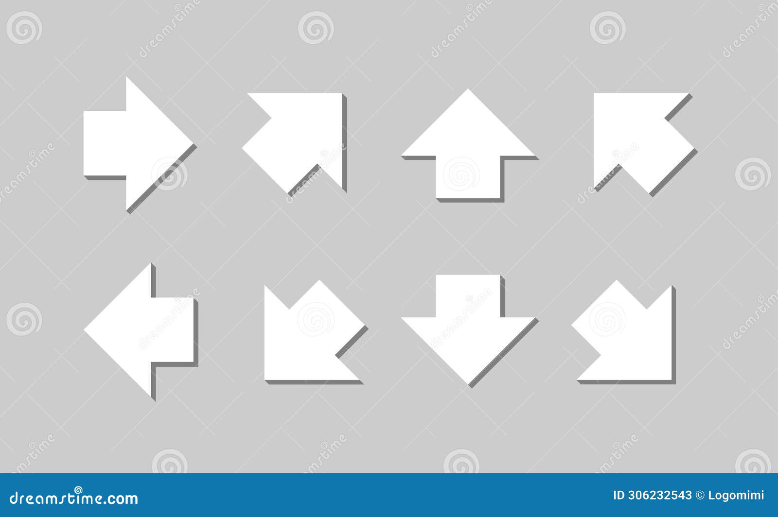 White Arrow Sign Collection, Set of Arrows Illustration Vector Stock ...