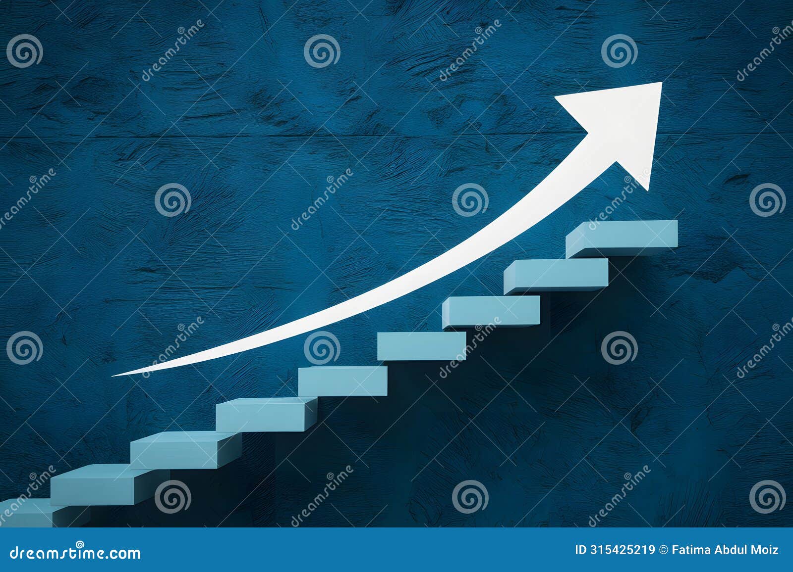 White Arrow Up with Blue Stair, Upward Progress Concept Stock ...