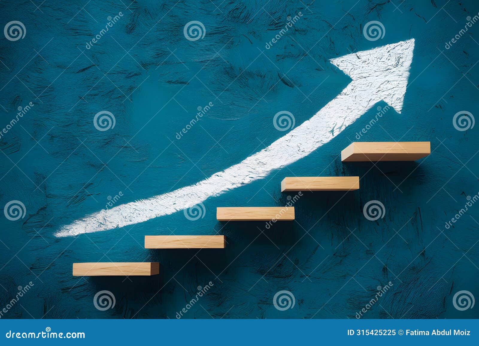 White Arrow Up with Blue Stair, Upward Progress Concept Stock ...