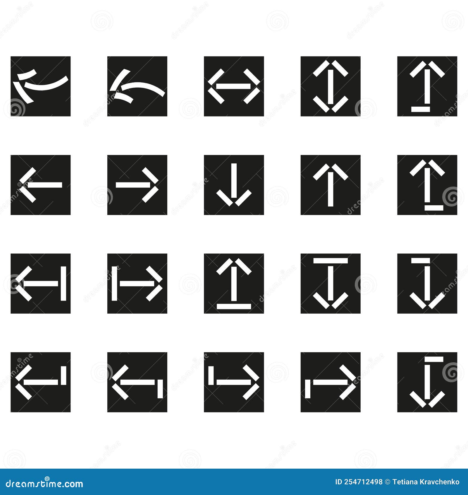 White Arrows Black Squares. Web Ui Design. Computer Interface. Vector ...