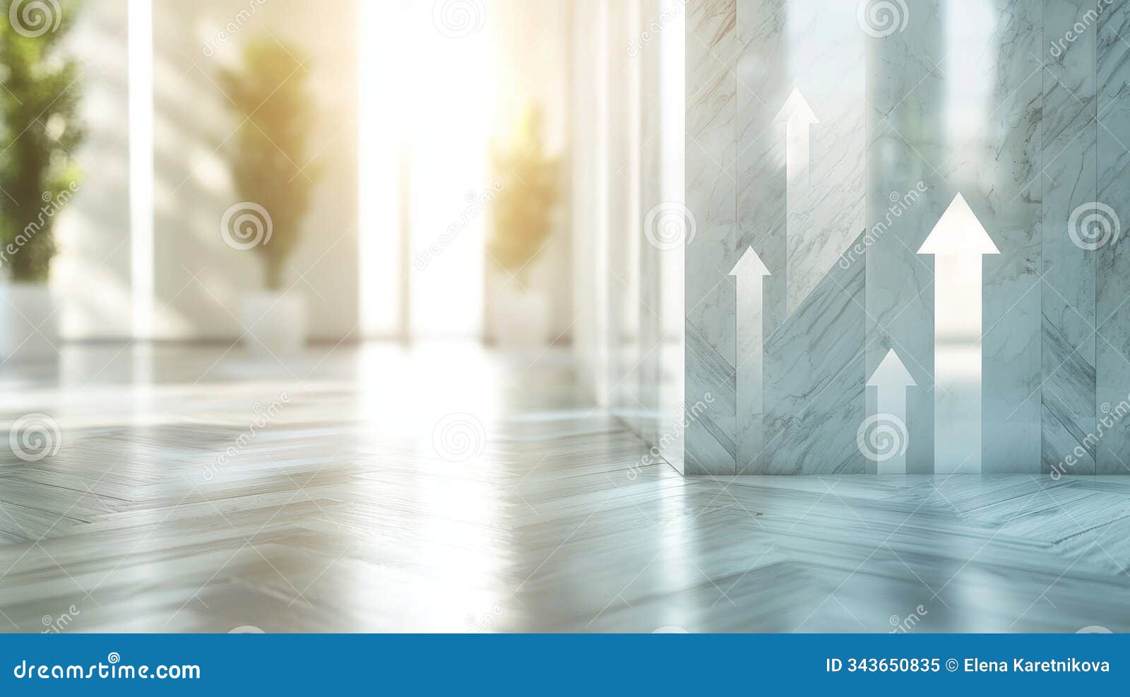 White Arrows Pointing Upwards on a Marble Wall Represent Positive ...