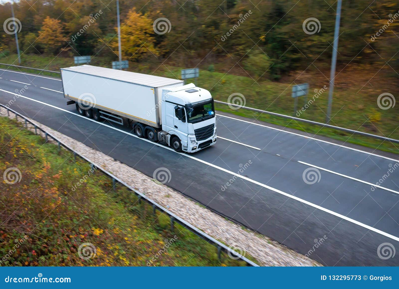 White Articulated Lorry on the Road Stock Image - Image of logistics ...