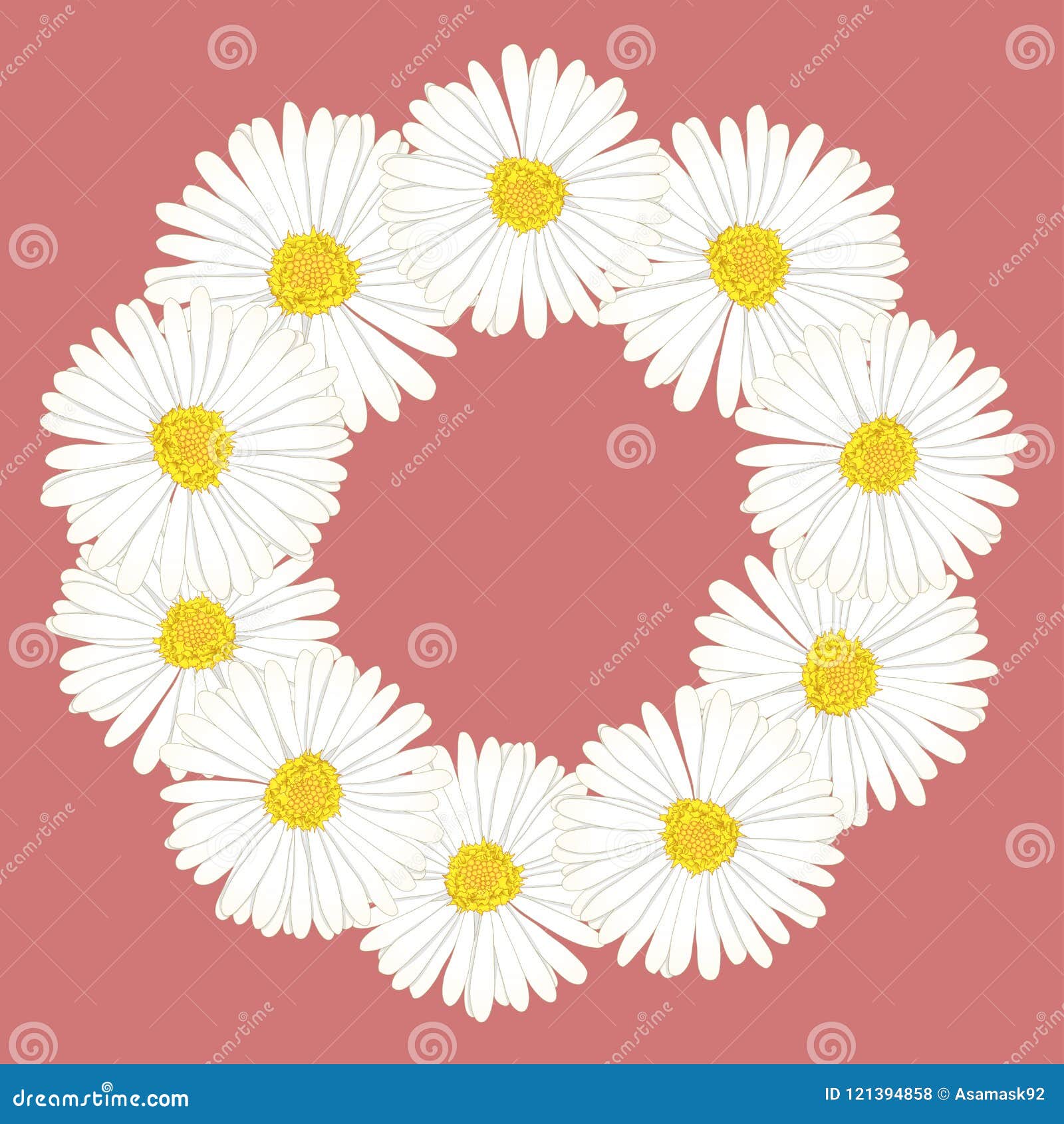 Aster, Daisy Flower Outline Banner Card Border. Vector Illustration ...