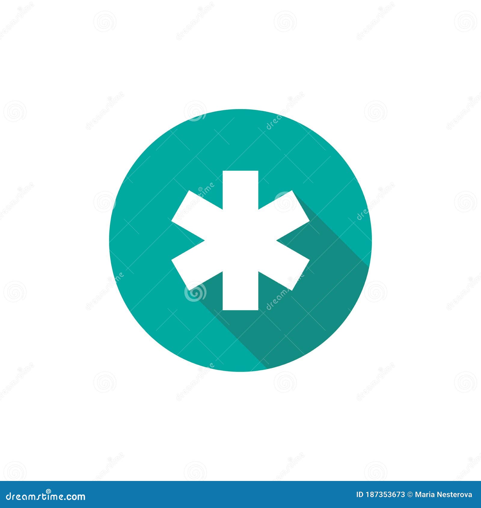 White Asterisk Footnote with Shadow in Blue Circle Icon Stock ...