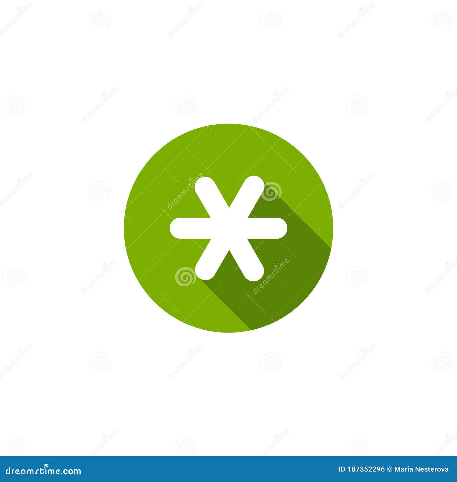 White Asterisk Footnote with Shadow in Green Circle Icon. Asterisk Sign ...