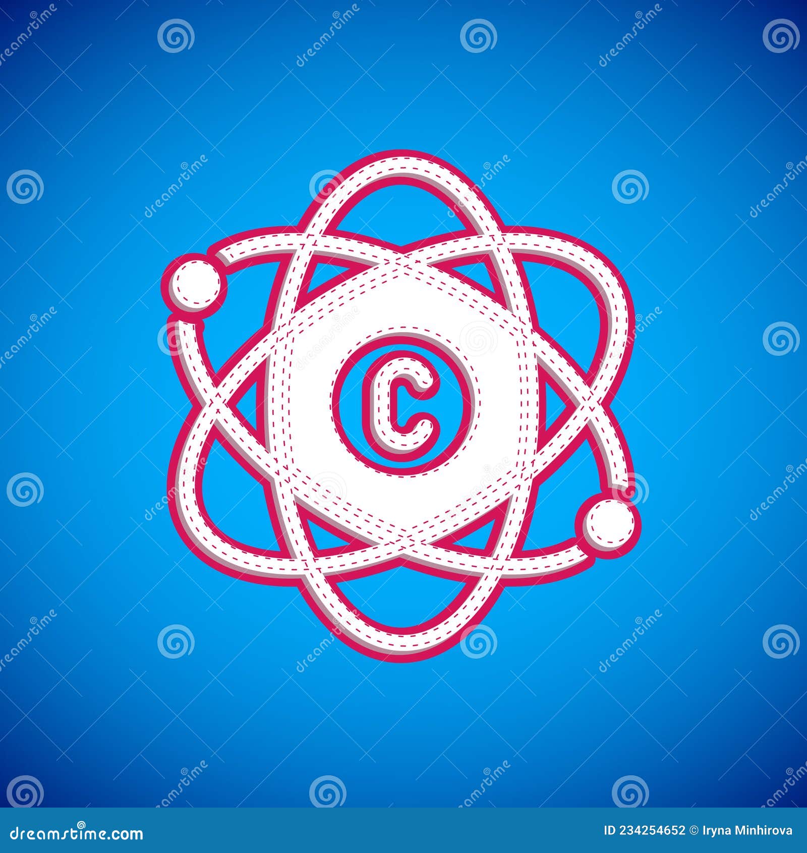 White Atom Icon Isolated on Blue Background. Symbol of Science ...