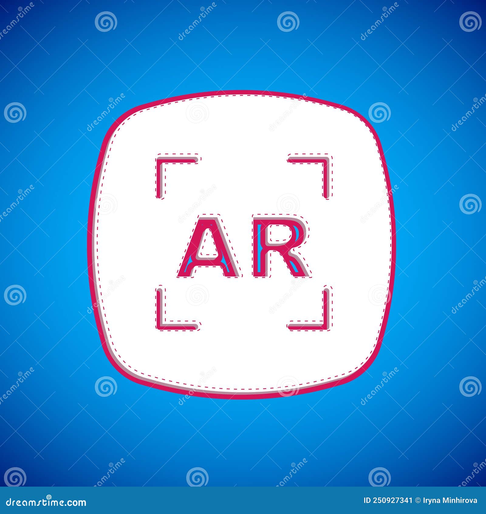 White Augmented Reality AR Icon Isolated on Blue Background. Virtual ...