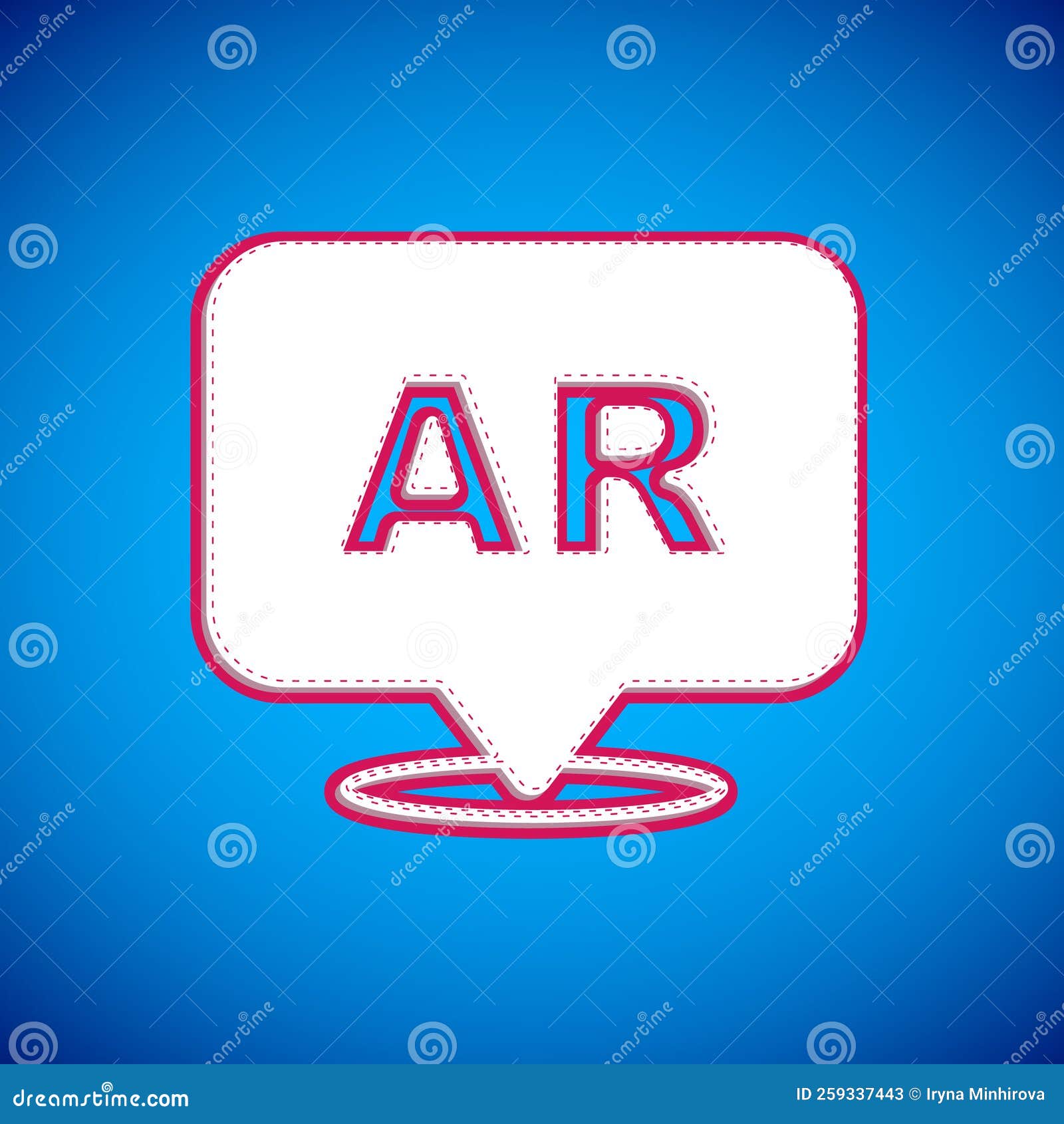 White Augmented Reality AR Icon Isolated on Blue Background. Virtual ...