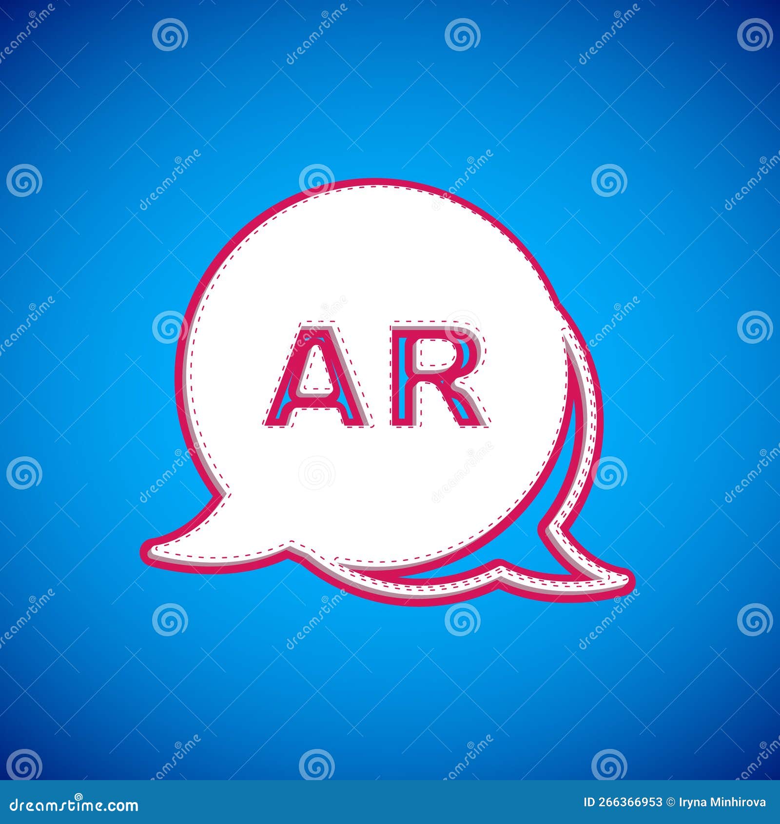 White Augmented Reality AR Icon Isolated on Blue Background. Virtual ...