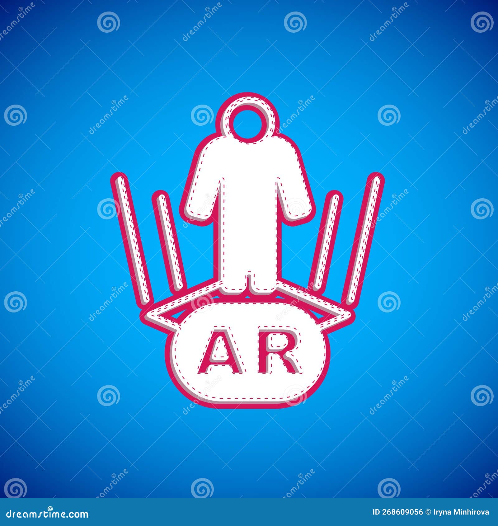 White Augmented Reality AR Icon Isolated on Blue Background. Virtual ...